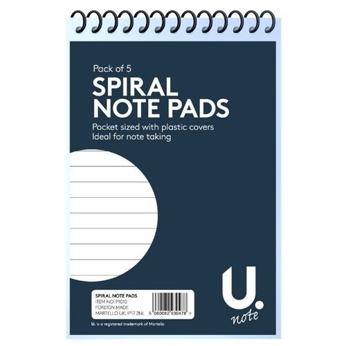 Spiral Notebook A7 ( 5'x3' ) Note Pad Perfect For School Work Notes ...