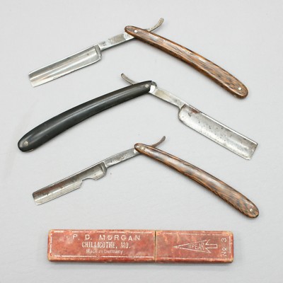 Vintage Lot of 3 Straight Edge Shaving Razors Lafayette Wester Bros ...