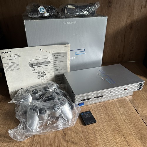 Sony PlayStation 2 PS2 Console W/2 Controllers Satin Silver Prestige ...