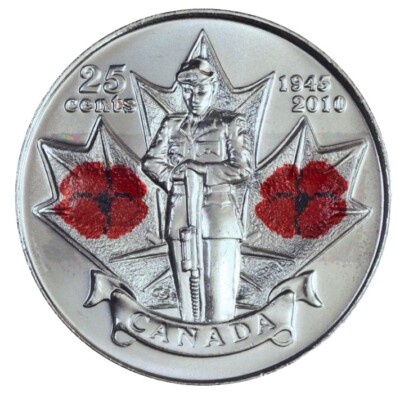 2010 Canada Colored Twenty-Five Cents Coin Poppy Quarter. MINT UNC Free ...