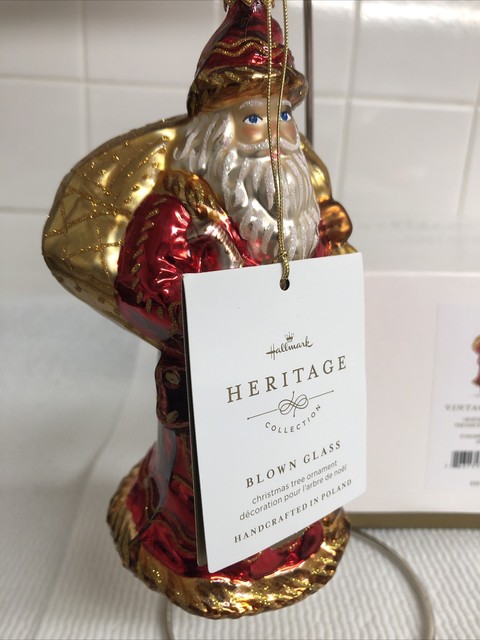 Hallmark 2016 Vintage Santa Heritage Blown Glass Collection Ornament ...