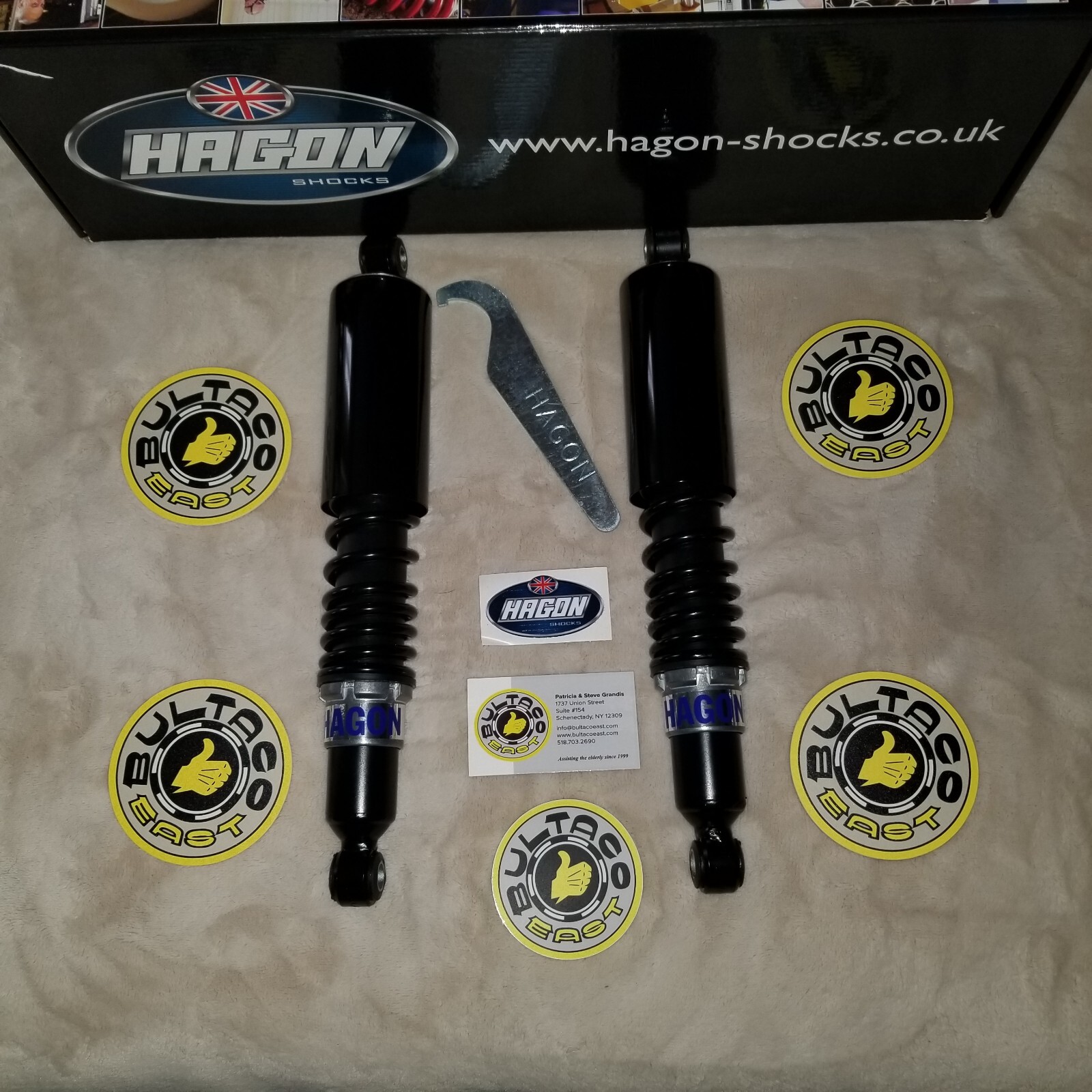 NEW In Box HAGON TWIN SHOCKS MAICO VINTAGE AHRMA 125 250 400 501 2YR ...