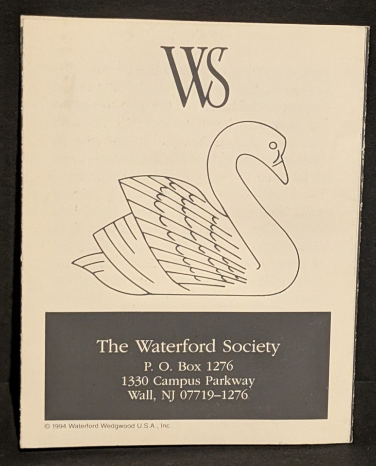 Waterford Society 1996 Legends & Lore Collection "Swan" Signed Jim O ...