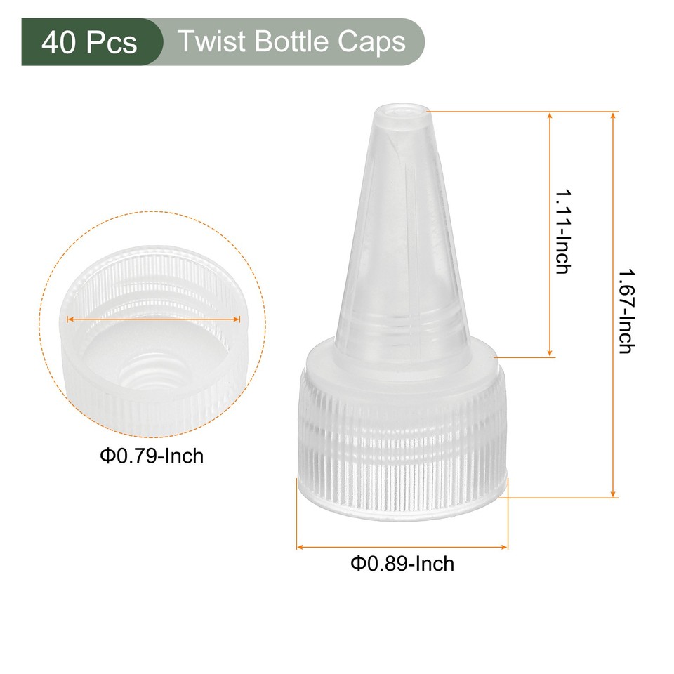 40Pc 20/410 Twist Bottle Caps, Squeeze Bottle Cap Replacement(Clear, 0. ...