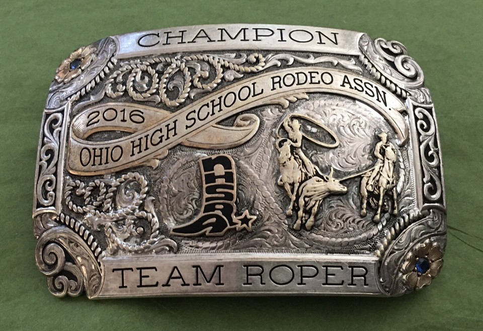 True Vintage 2016 Ohio HS Rodeo Champion Team Roper Gist SS Trophy Belt ...