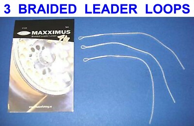 3 FLADEN MAXXIMUS BRAIDED LEADER LOOPS FOR FLY ROD FISHING REEL LINE ...