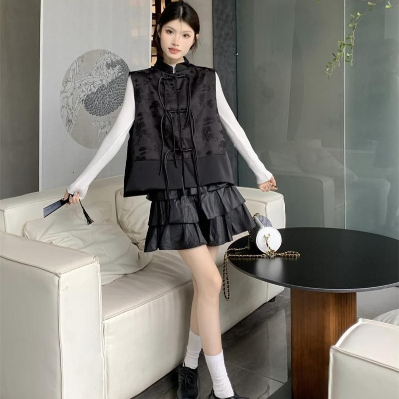 Retro Lady Ethnic Gilet Tank Vest Chinese Tang Suit Cheongsam Cardigan ...