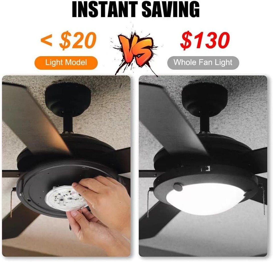 2 Pack LED Ceiling Fan Light Replacement, 4.65'' Kit, 5000K | eBay