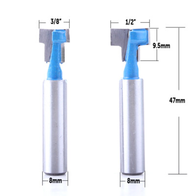 2PCS 8mm Shank T-Slot Cutter Router Bit for 3/8" 1/2" Hex Bolt Wood ...