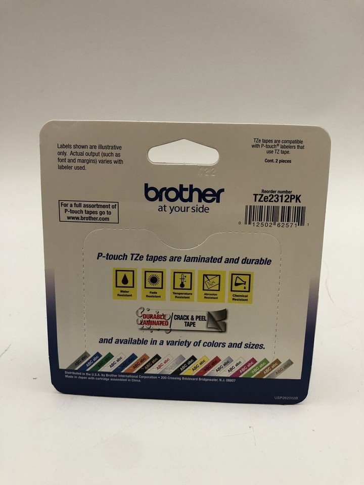 2 Pack Brother Genuine P-Touch, TZe-231 Tape TZE2312PK Black Print ...