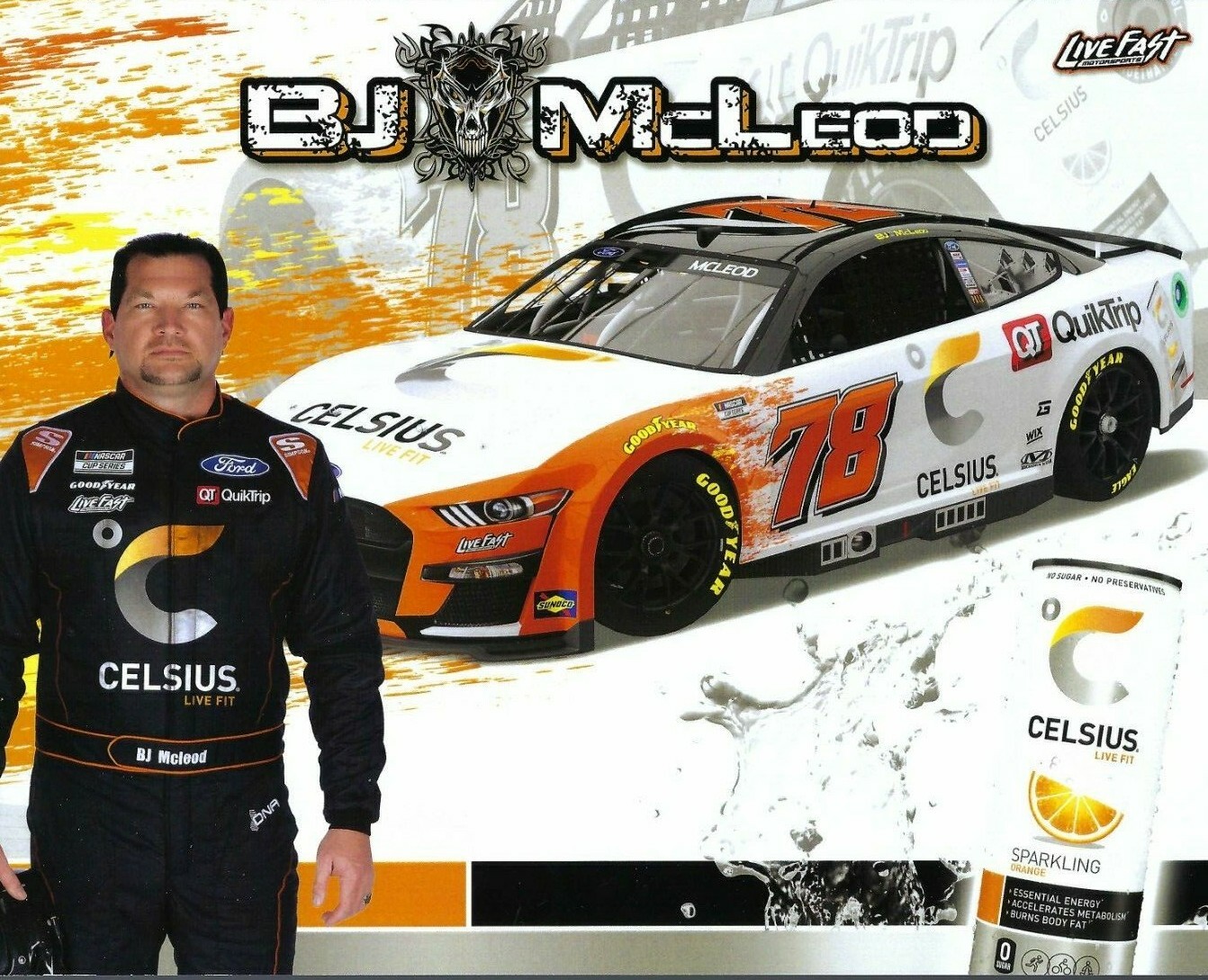 2022 BJ MCLEOD “CELSIUS LIVE FIT ” #78 NASCAR CUP SERIES POSTCARD | eBay