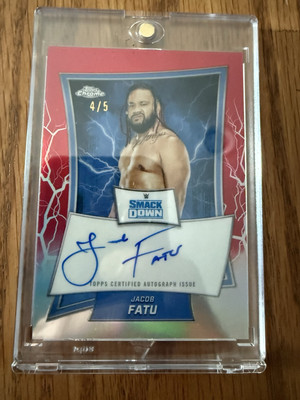 2025 Topps Chrome WWE Jacob Fatu Red Refractor Autograph #’d 4/5 Samoan ...