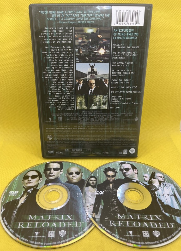 The Matrix Reloaded (DVD, 2003, 2-Disc Set, Widescreen, Keanu Reeves ...