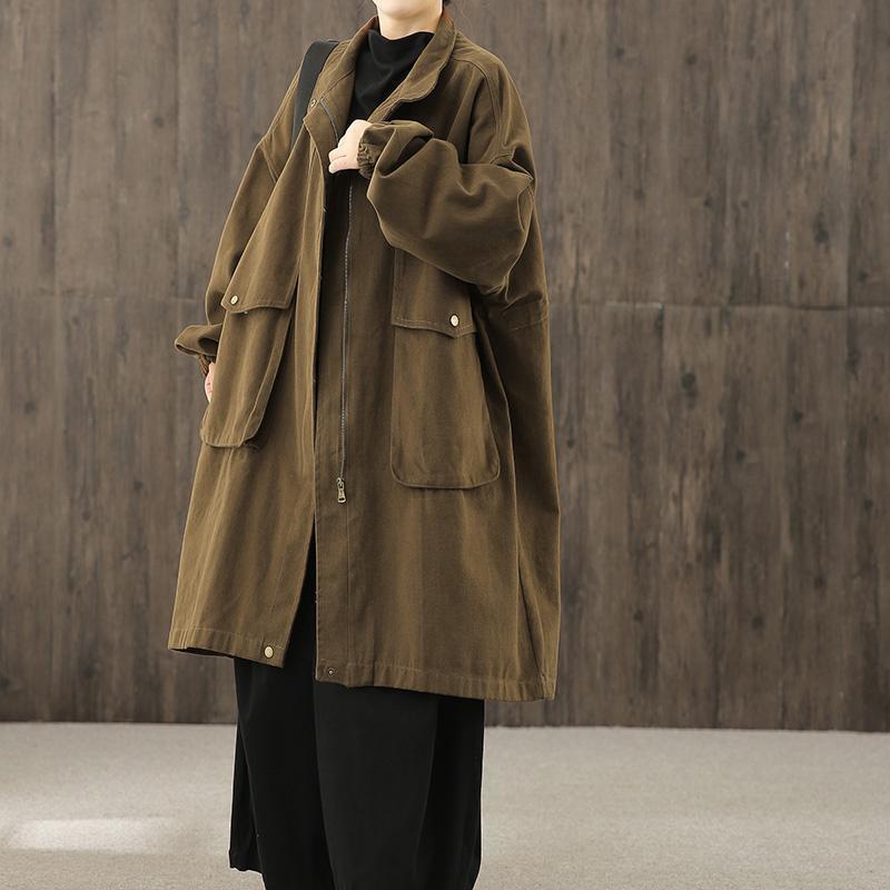 Loose Plus Size Overall Coat Women Oversize Big Pocket Mid Length ...