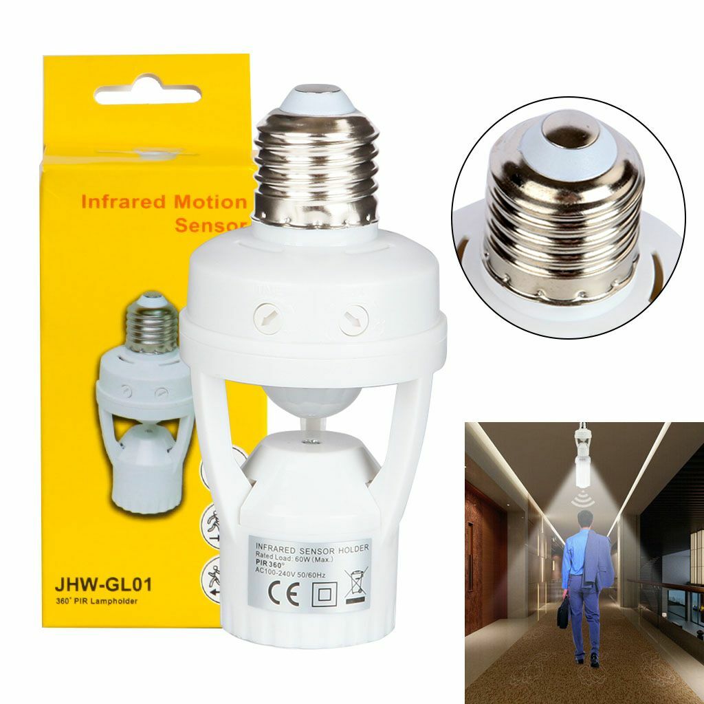 E27 Infrared PIR Motion Sensor LED Light Lamp Bulb Holder Socket Switch ...