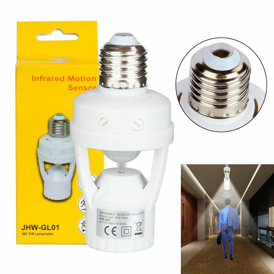 E27 Infrared PIR Motion Sensor LED Light Lamp Bulb Holder Socket Switch ...