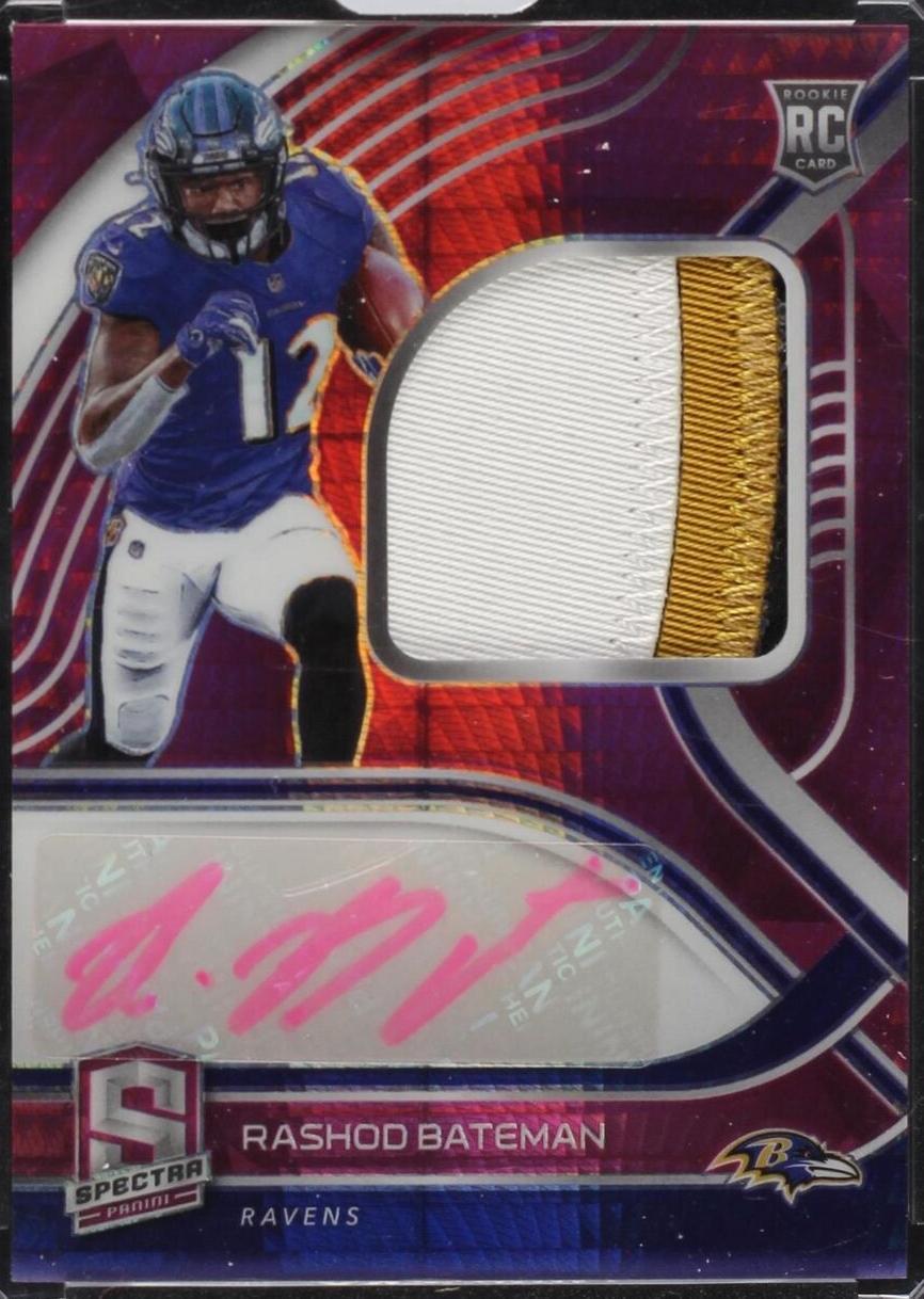 2021 Panini Spectra - Rookie Patch Autographs Rashod Bateman #214 Neon ...