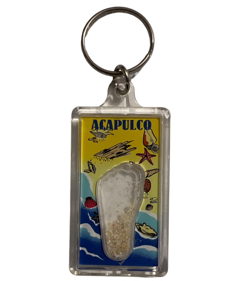 Vintage ACAPULCO Souvenir Keyring LUCITE Keychain Real Sand MEXICO | eBay