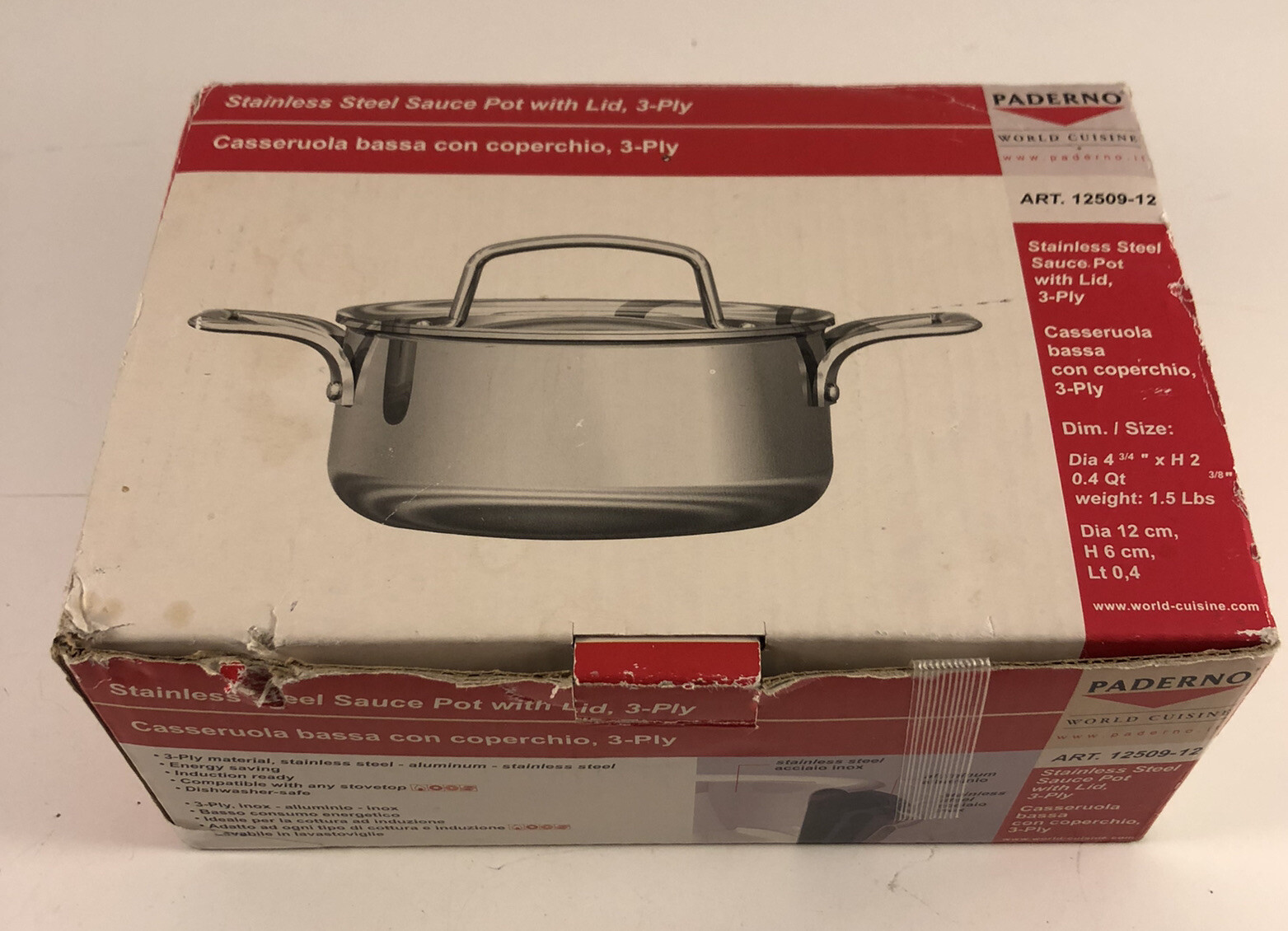 Paderno World Cuisine 12509-12 Mini Sauce Pot & Lid, Tri-Ply, 0.7 Qt | eBay