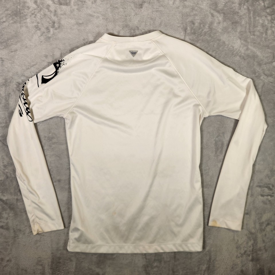 Columbia PFG Shirt Mens Small White Rash Guard Omni Shade Sun ...