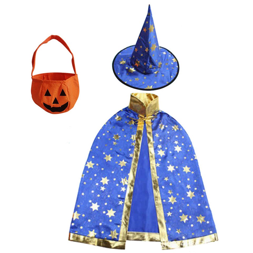 Unisex Halloween Cape Girls Witch Pentagram Costume Set with Adjustable ...