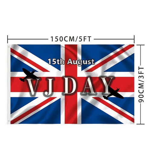 VJ DAY 80th Anniversary Flag Banner Decorations Veteran Gift 5ft 3ft ...