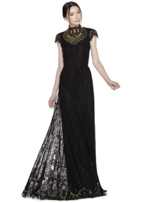Alice + Olivia Arwen Victorian Lace Beaded Black Gown Dress Size 2 NWT ...