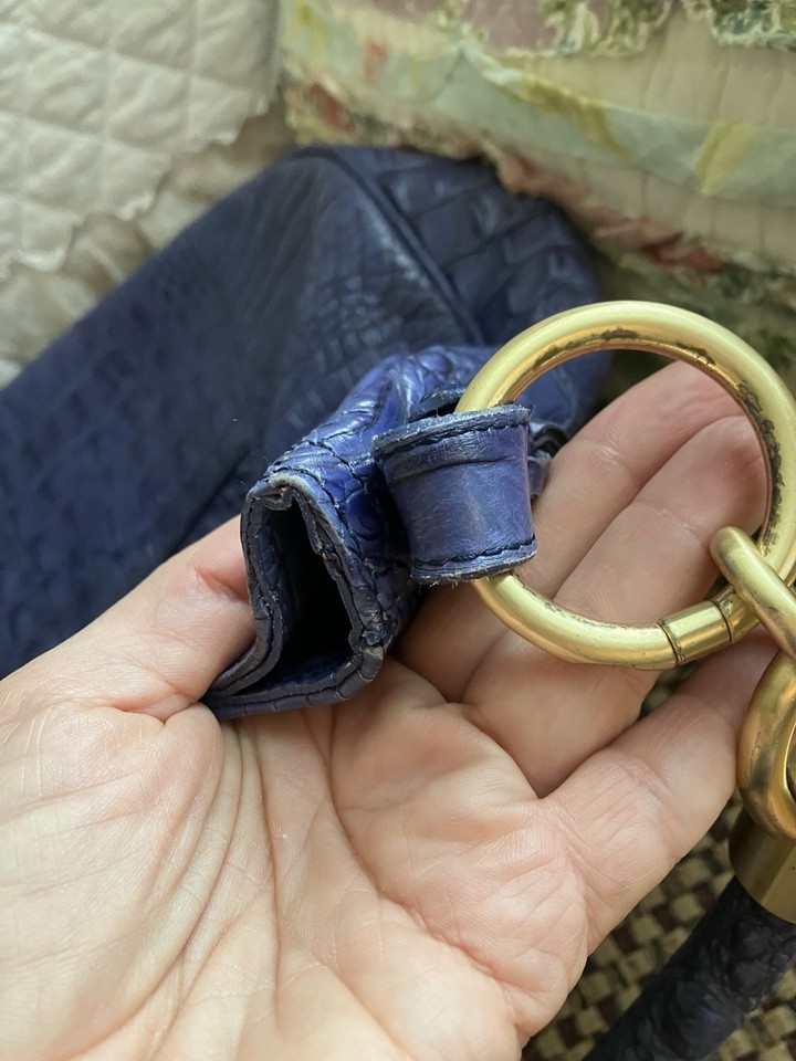 Brahmin Carmela Melbourne Leather Hobo Bag Blue Indigo Croc Embossed ...