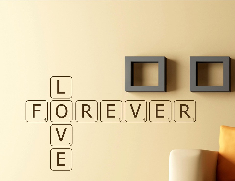 SCRABBLE LETTERS/TILES WALL STICKER ART TRANSFER DECAL CHILDREN'S FUN ...