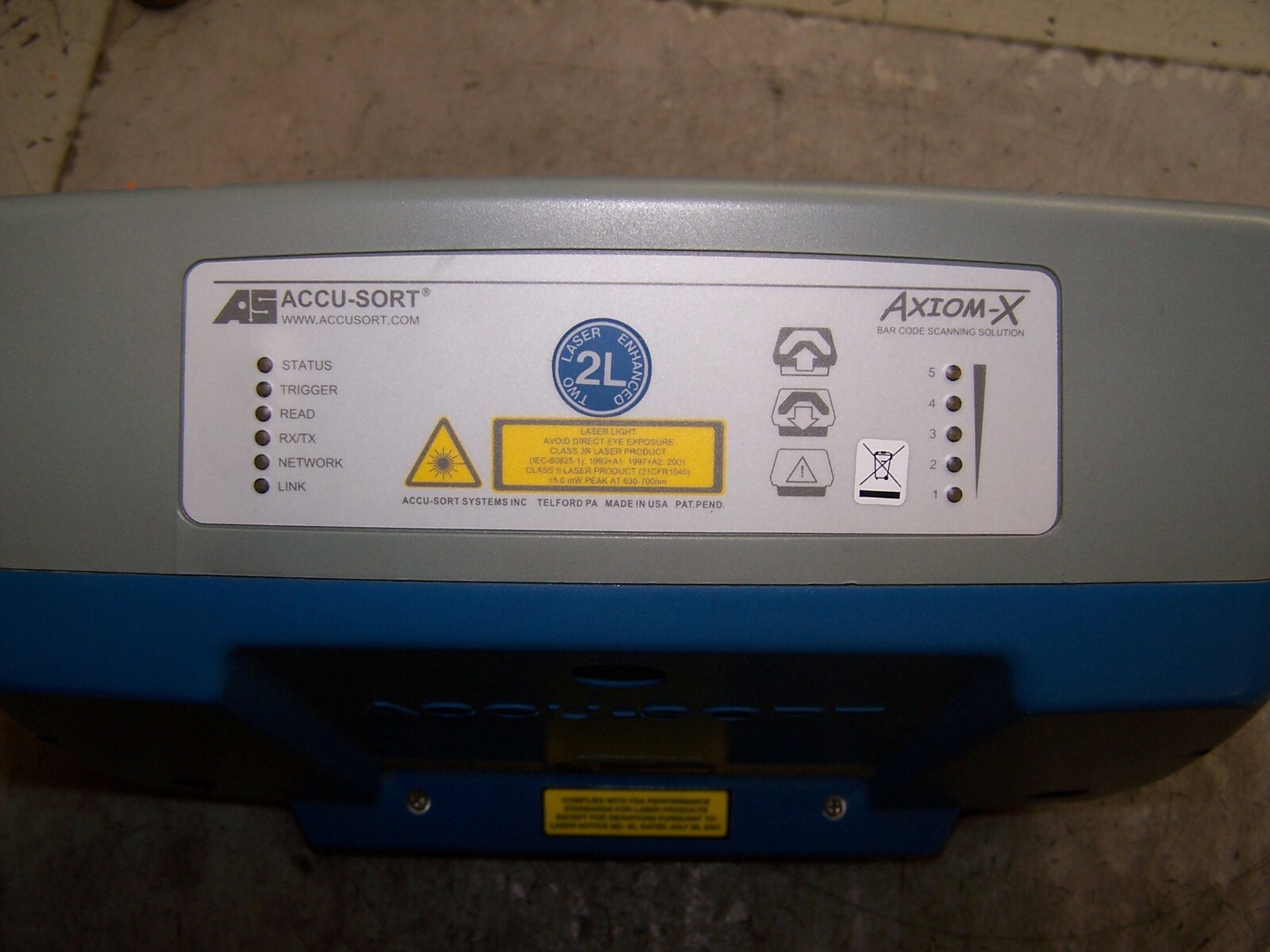NEW ACCU-SORT AXIOM-X LASER BARCODE SCANNER OMNIDIRECTIONAL 2-LASER ...