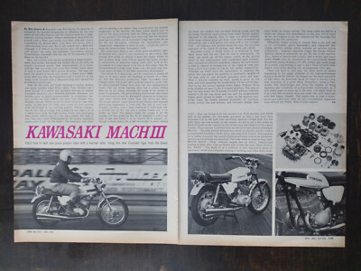 Vintage 1969 Kawasaki Mach III Motorcycle 2-Page Original Article 1223 ...