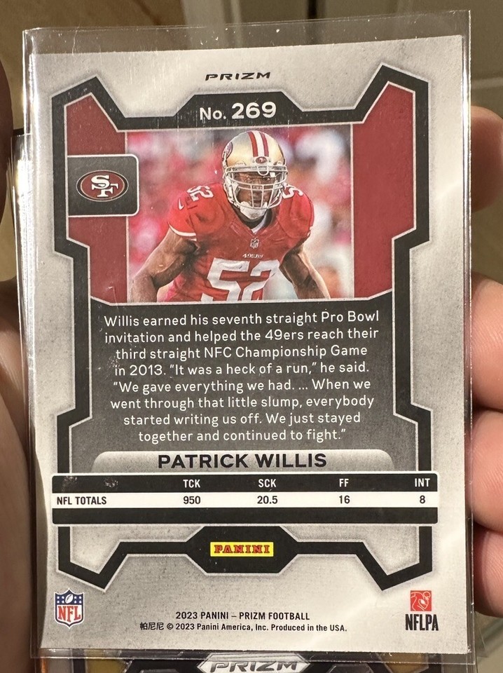 2023 Panini Prizm Patrick Willis 🔸Orange Laser HOF #269 | eBay