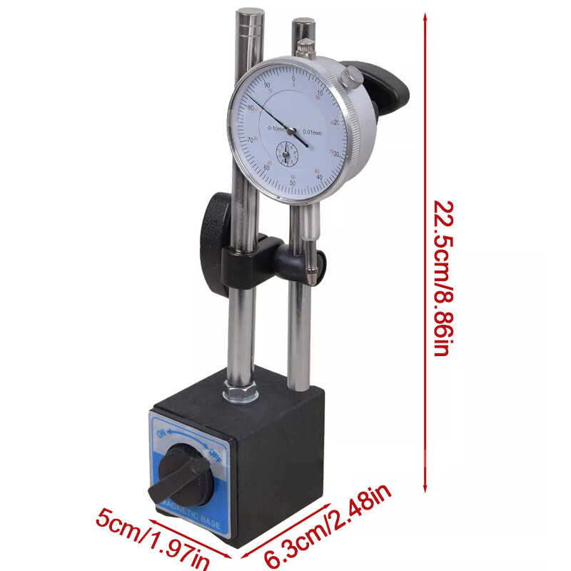 Dial Test Indicator DTI Gauge + Magnetic Base Stand Metric Precision ...