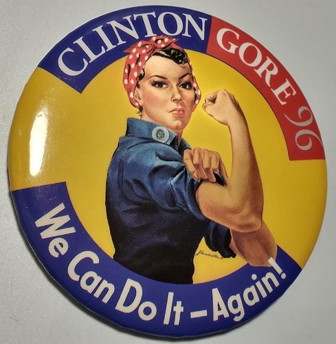 Lot "A102" CLINTON/GORE '96 We can do it 3" campaign pin back button ...