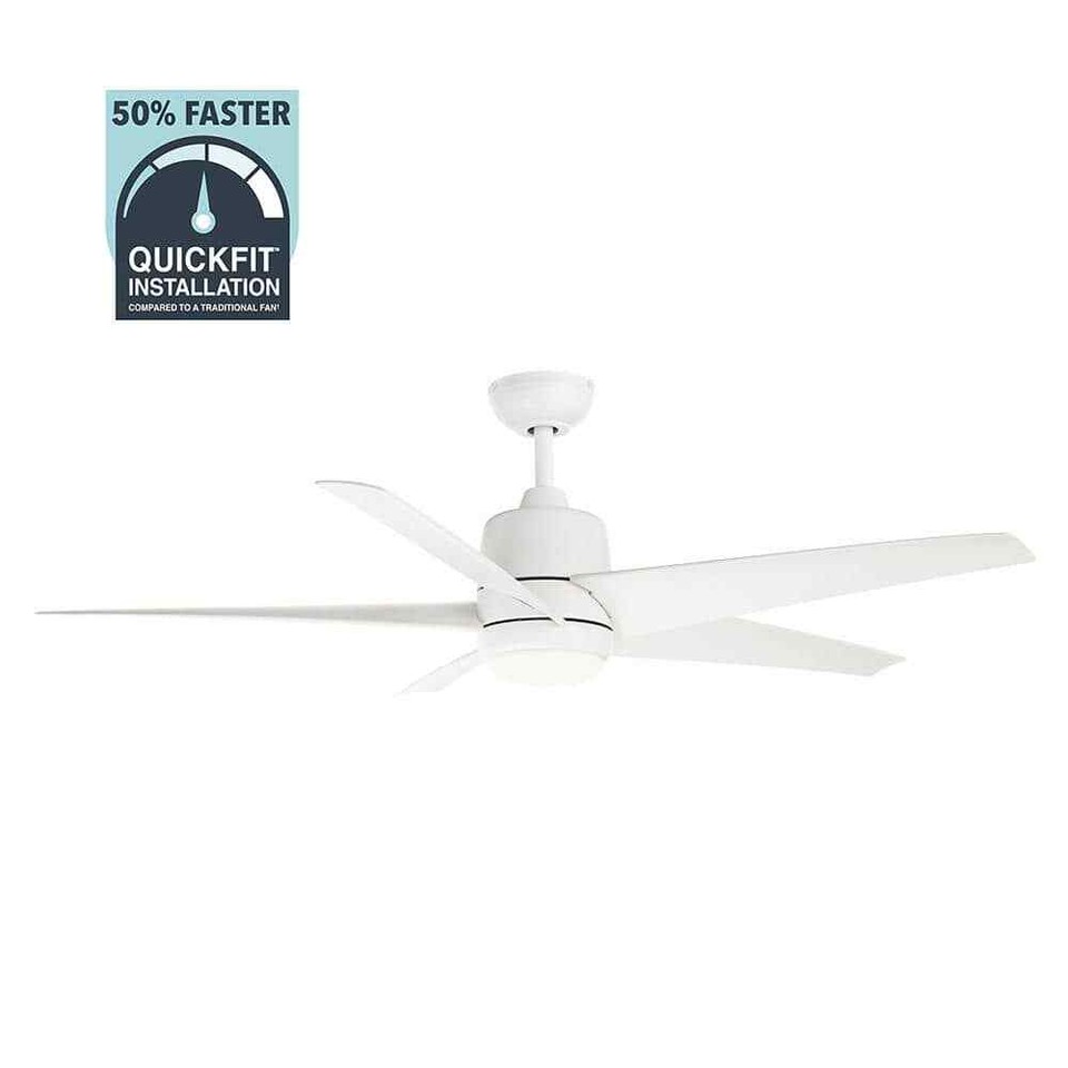 Hampton Bay Mena 54" LED Ceiling Fan, White, Color Changing, Light Kit ...