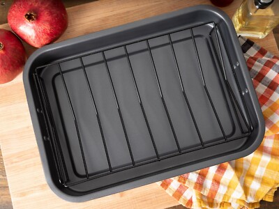 Roasting Pan With V Rack - 16" X 12" Roaster Pan Set | eBay