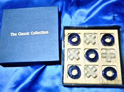 Tic Tac Toe; The Classic Collection; Cobalt Blue O's, Frosted X's Wood ...