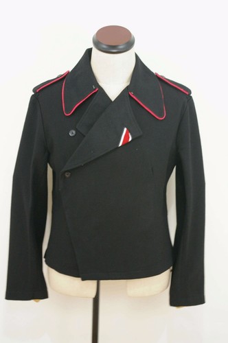 WW2 German Heer hot pink collar thread panzer black wool wrap/jacket | eBay