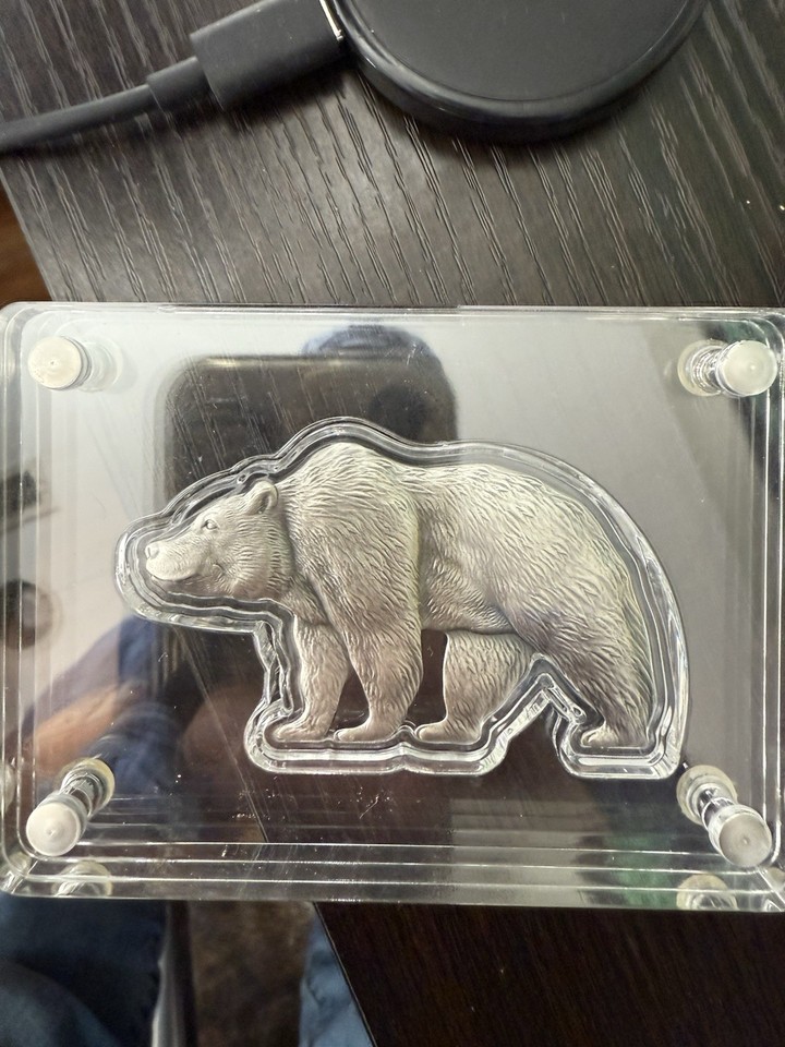 2021 Chad 1 oz Silver Bear Shaped Antiqued HR Coins in Boxes 2500 ...
