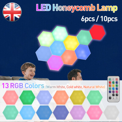Autism sensory toy touch controlled LED Colour changing hexagon lamps ...