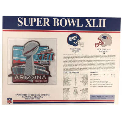 2008 NFL Super Bowl XLII Logo Willabee & Ward Patch (New England ...