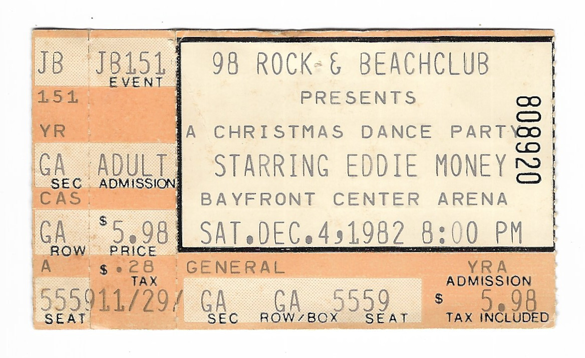 Eddie Money 12/4/82 St Petersburg FL Bayfront Center Arena Ticket Stub ...