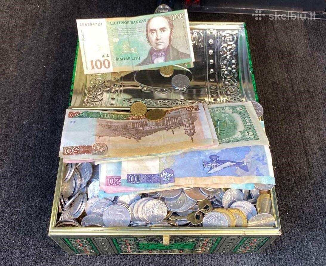 Box of Lithuanian Litas, Centas. Lithuanian money and coins. Lietuviski ...