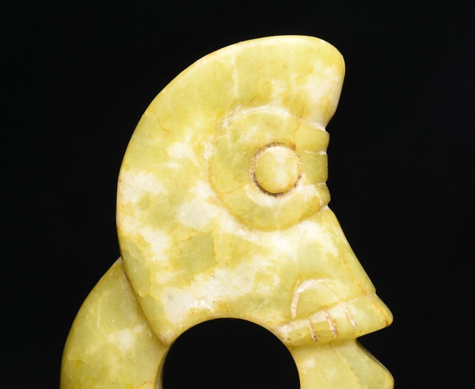 Chinese Hongshan Culture Green Jade Carved Yu Pig Dragon Hook Gou ...