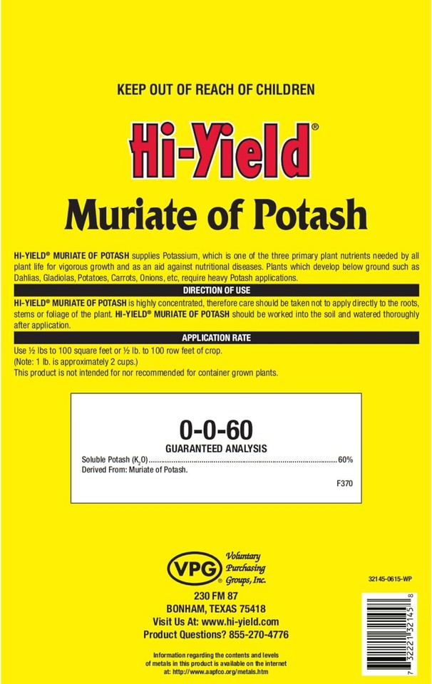 Hi-Yield (32145) Muriate of Potash 0-0-60 (4 lbs.) | eBay