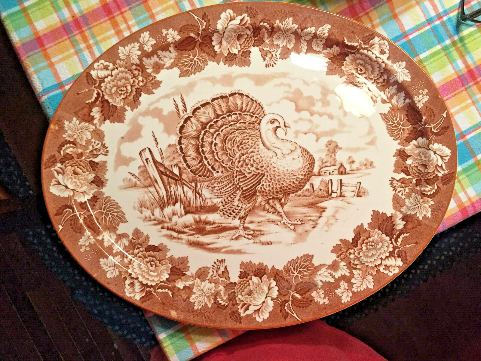 Vintage Thanksgiving Turkey Platter Large 18 + inches Woods Burslem ...