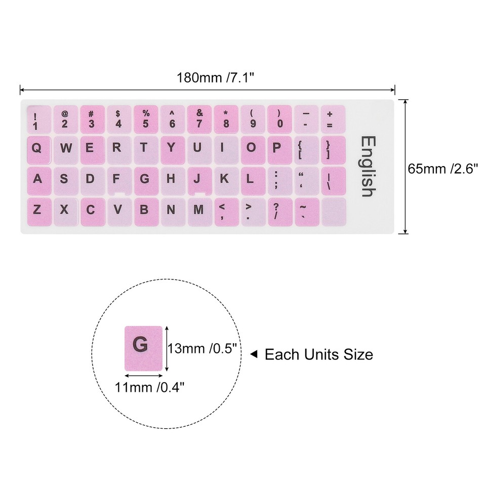 Universal English Keyboard Stickers Pink Background W Black Lettering ...