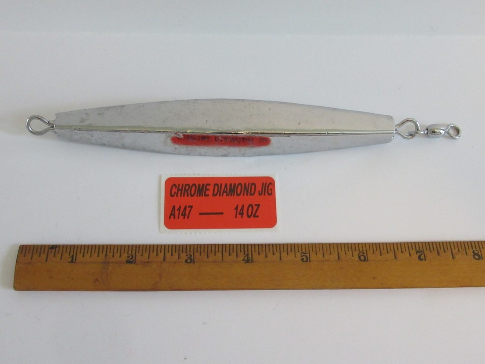 DIAMOND JIGS POLISHED CHROME VERTICAL JIG SALTWATER FISHING LURE CHOOSE ...
