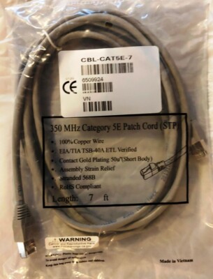 Crestron CBL-CAT5E-7 CAT5e Shielded patch Cable, RJ45-to-RJ45, Gray, 7 ...