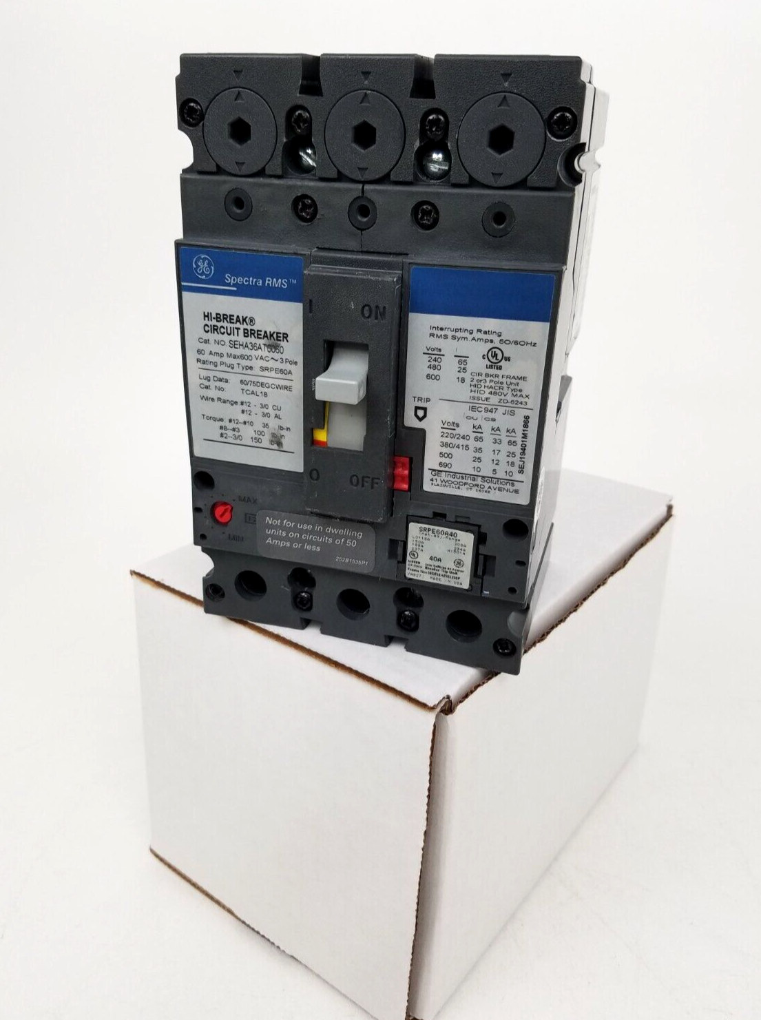 SEHA36AT0060 GE Spectra RMS 60 Amp Circuit Breaker 40A Trip *NEXT DAY ...